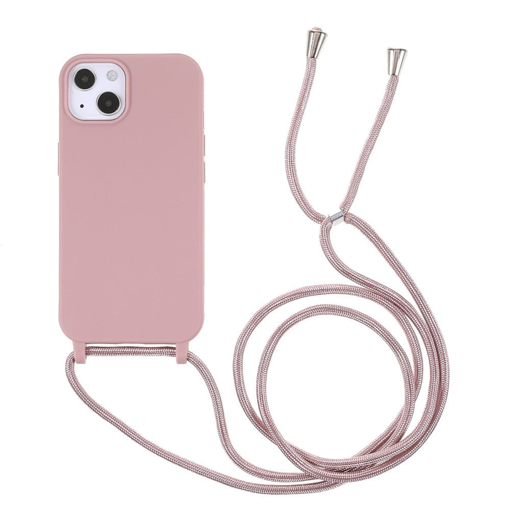 iPhone 13 Fleksibelt Plastik Cover m. Snor / Strop - Rosa | MOBILCOVERS.DK