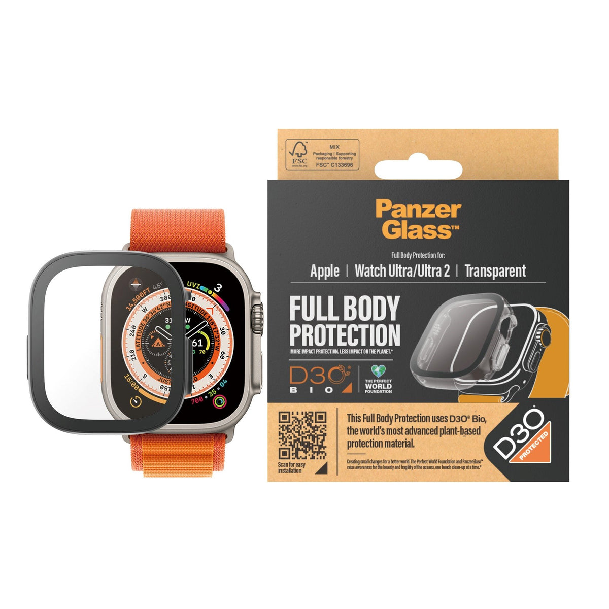 PanzerGlass Apple Watch Ultra 3/2/1 (49mm) Full Body D3O Bio Protectio