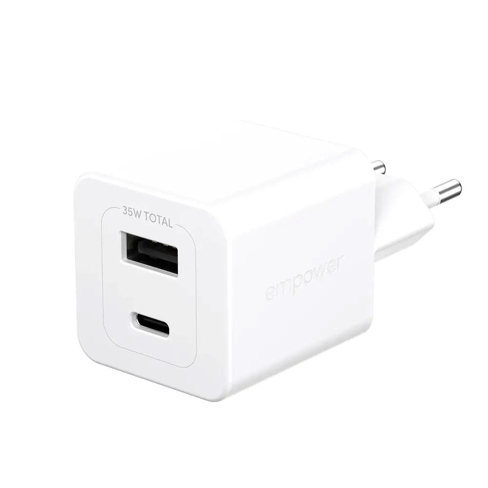 empower by PanzerGlass Turbo 35W Vægoplader m. 1x USB-A & 1x USB-C - S