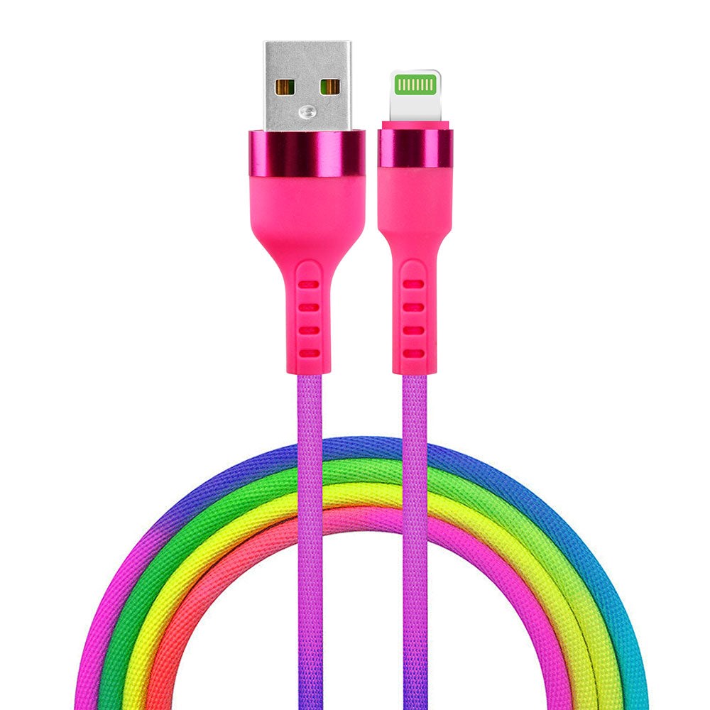 Setty USB-A til Lightning Kabel 10 W - 1,2 m. - Regnbue | MOBILCOVERS.DK